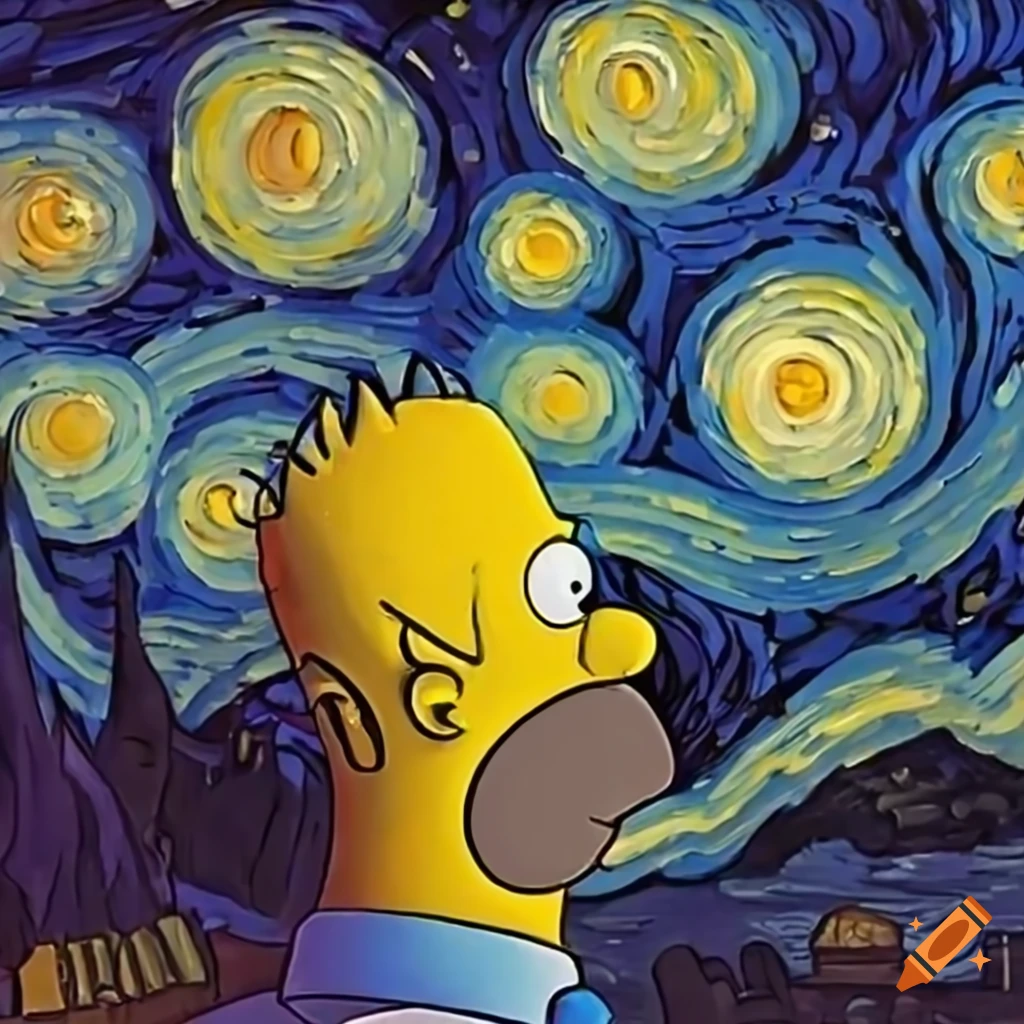 Homer simpson under a starry night sky on Craiyon