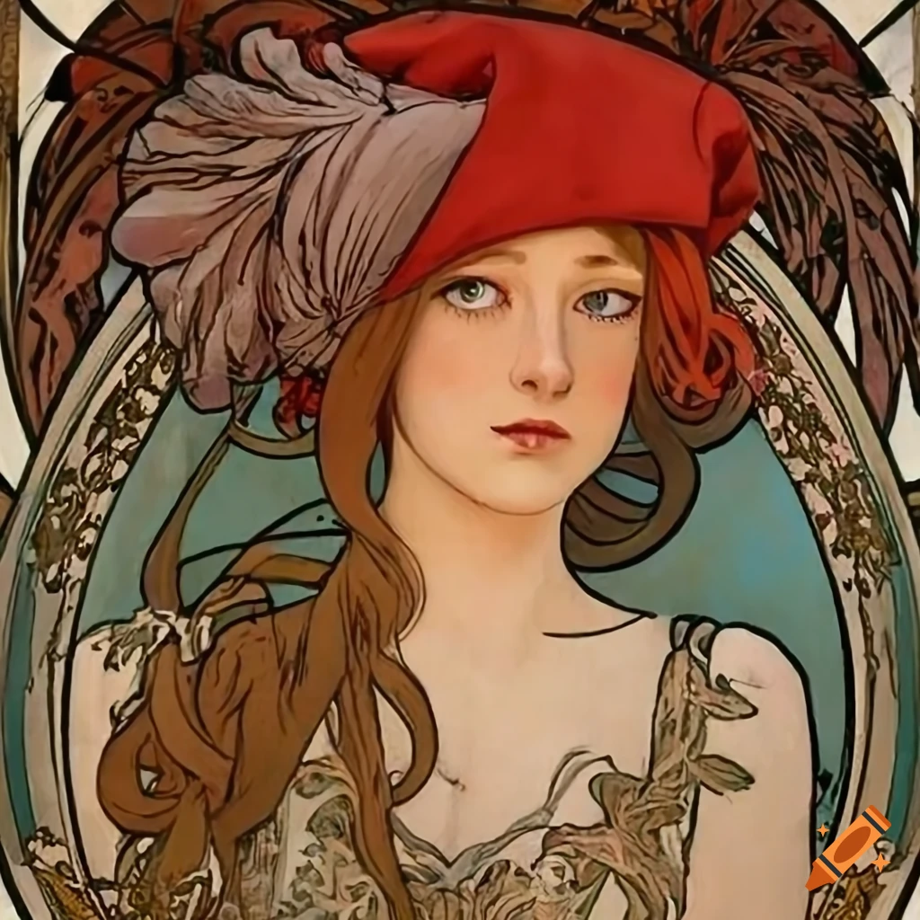 Portrait of a woman with brown hair, grey eyes, and a red beret ...