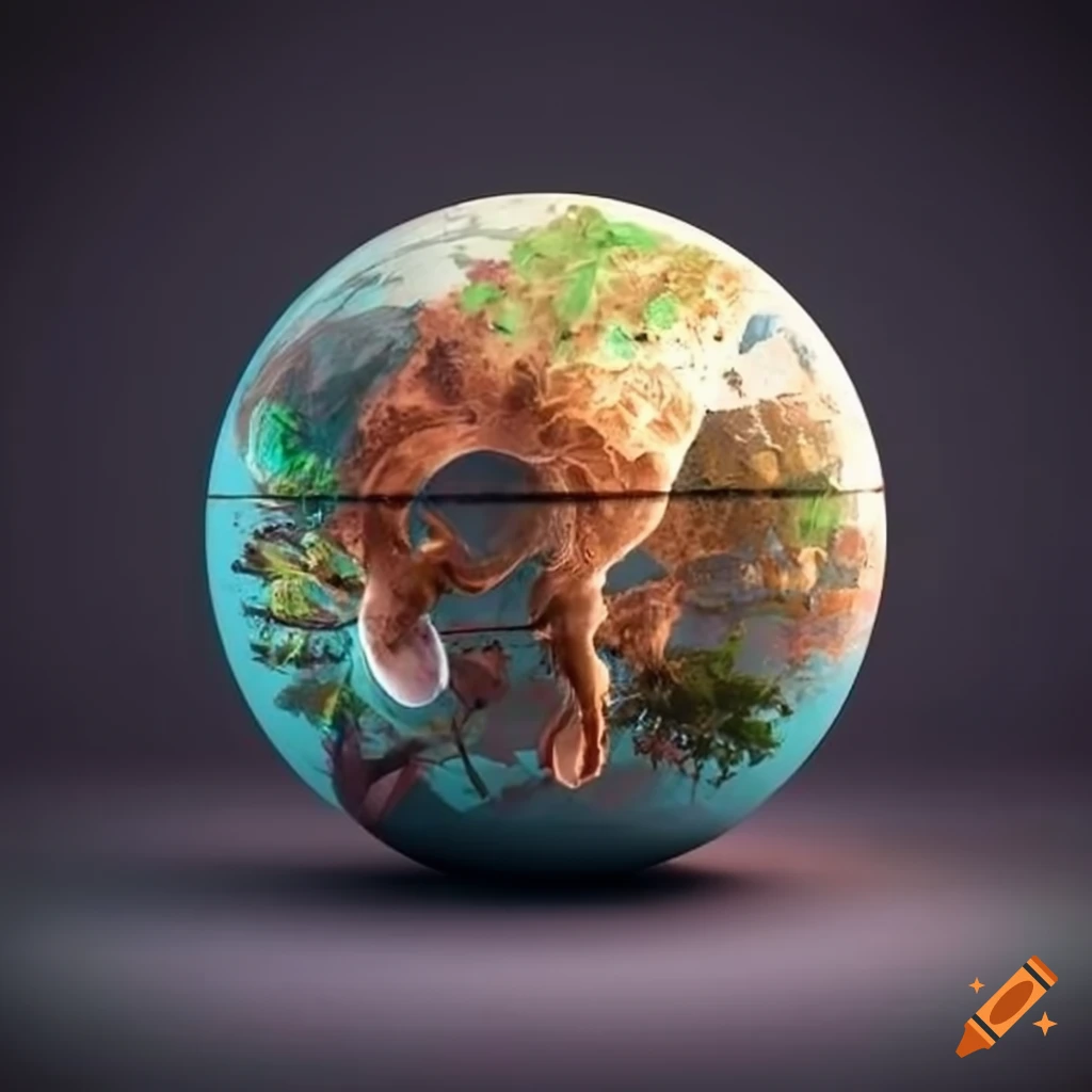 Sphere with diverse plants and animals on Craiyon