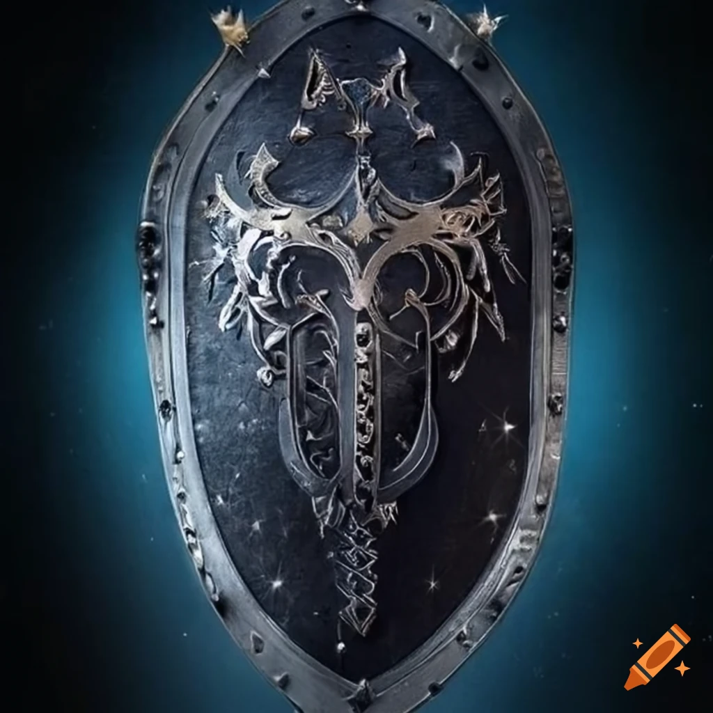 Highly detailed silver shield with a field of stars on Craiyon