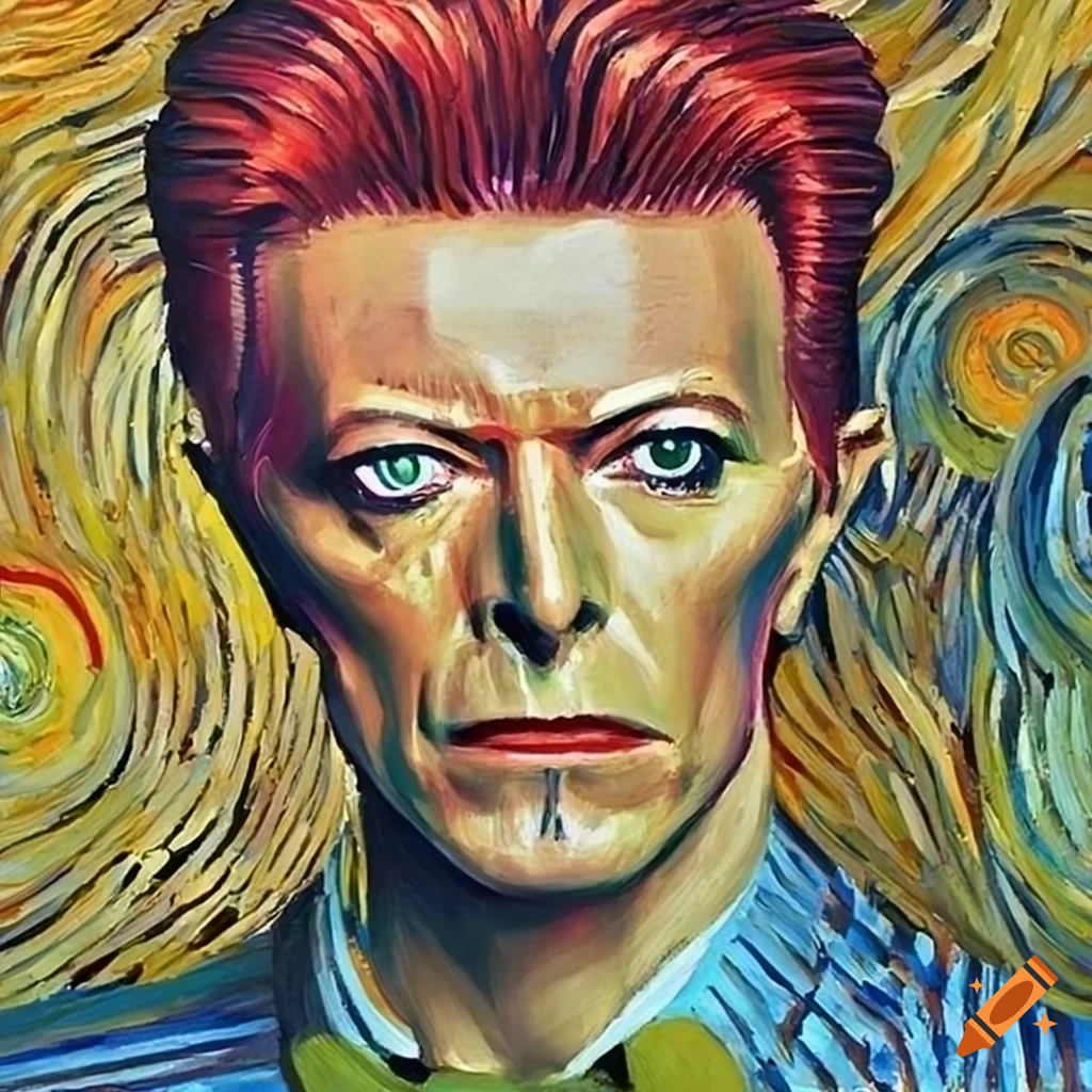 Portrait of david bowie painted in the style of van gogh on Craiyon