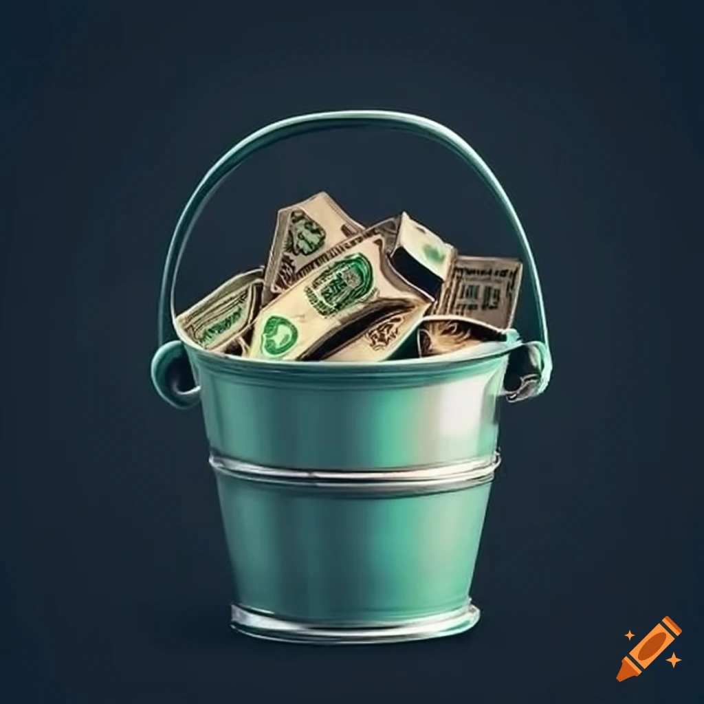 Bucket full of money on Craiyon
