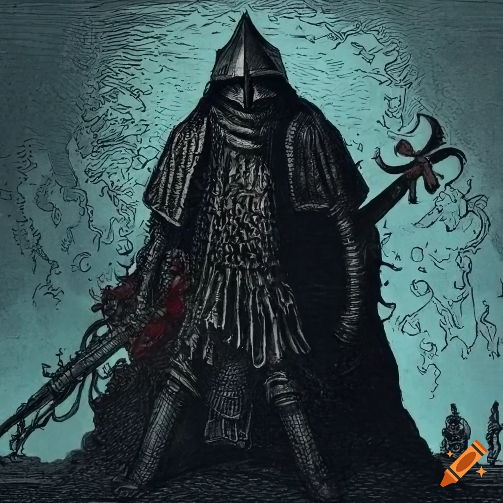 Detailed illustration of knights in the style of gustave doré on Craiyon