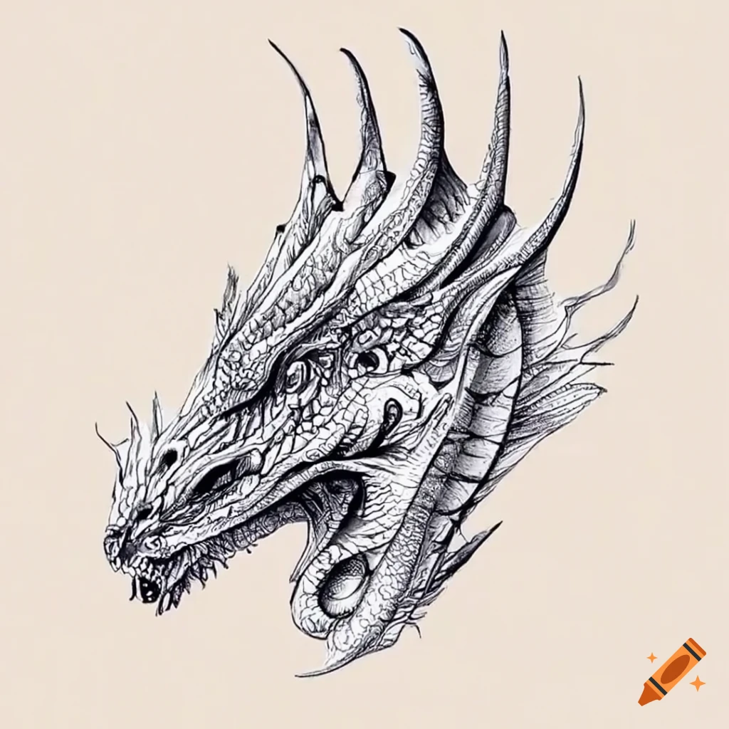 Pencil swirl dragon doodle art on Craiyon