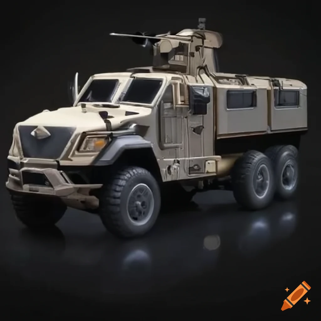 Gray cougar 6x6 MRAP turned into an RV on Craiyon