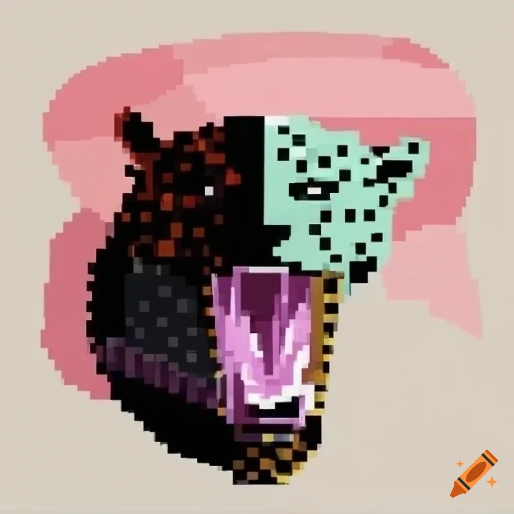 Pixelated silhouette painting of a panther humanoid in Picasso style on ...