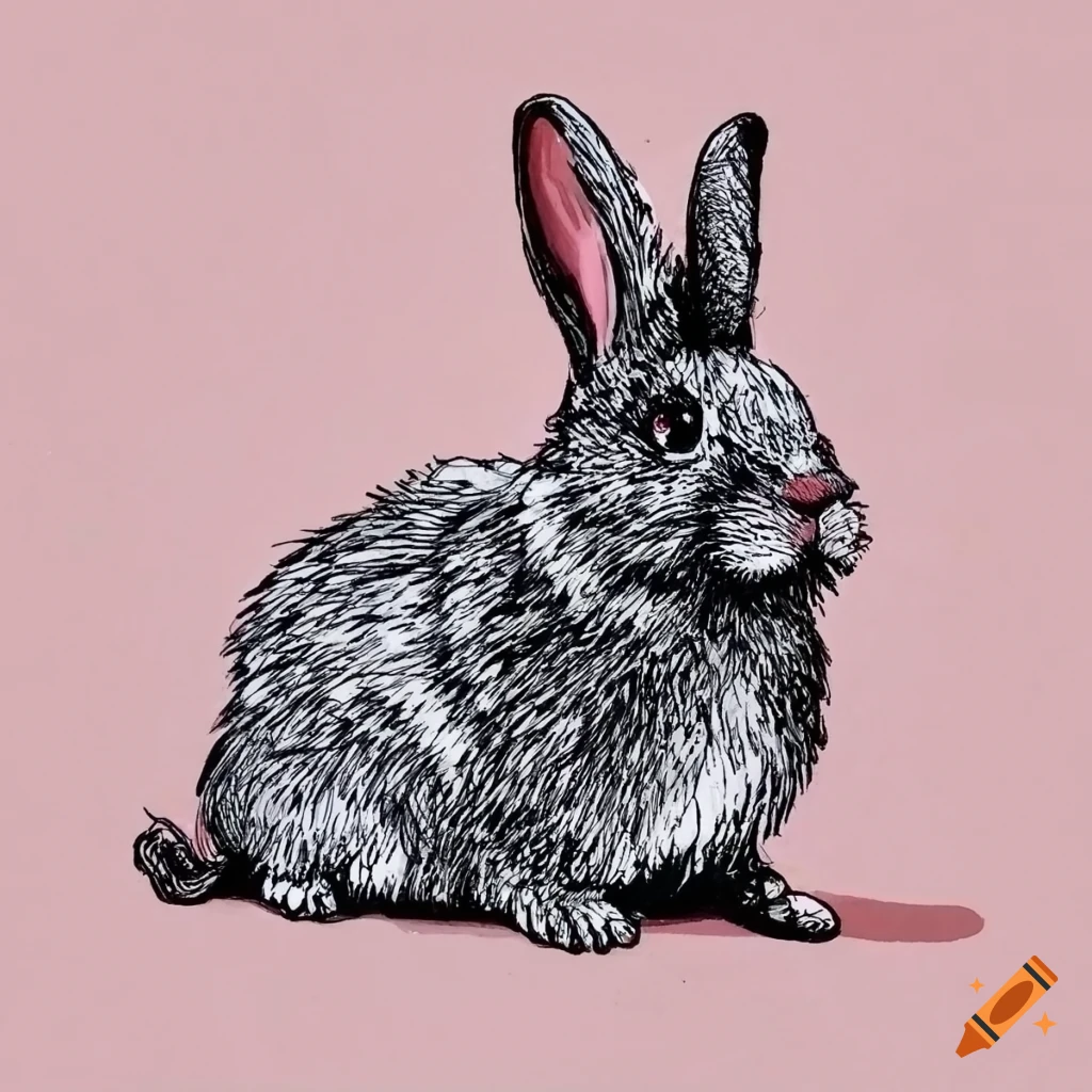 Fluffy sweet rabbit in an ink drawing on Craiyon