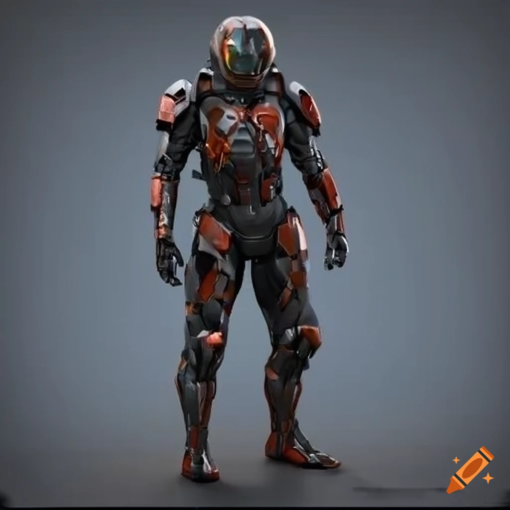 Futuristic colorful full body heavy armor suit on Craiyon