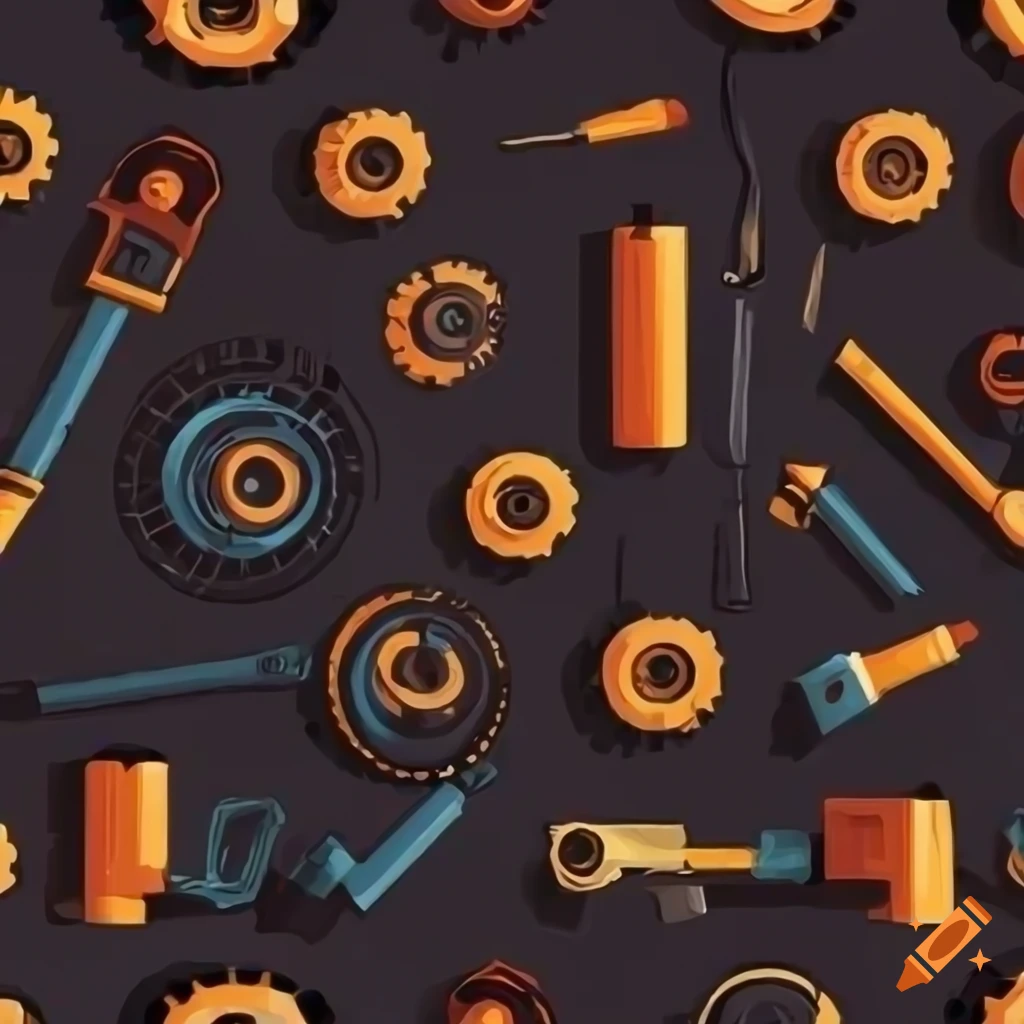 Mechanical tools vector art pattern in random angles for wallpaper on ...