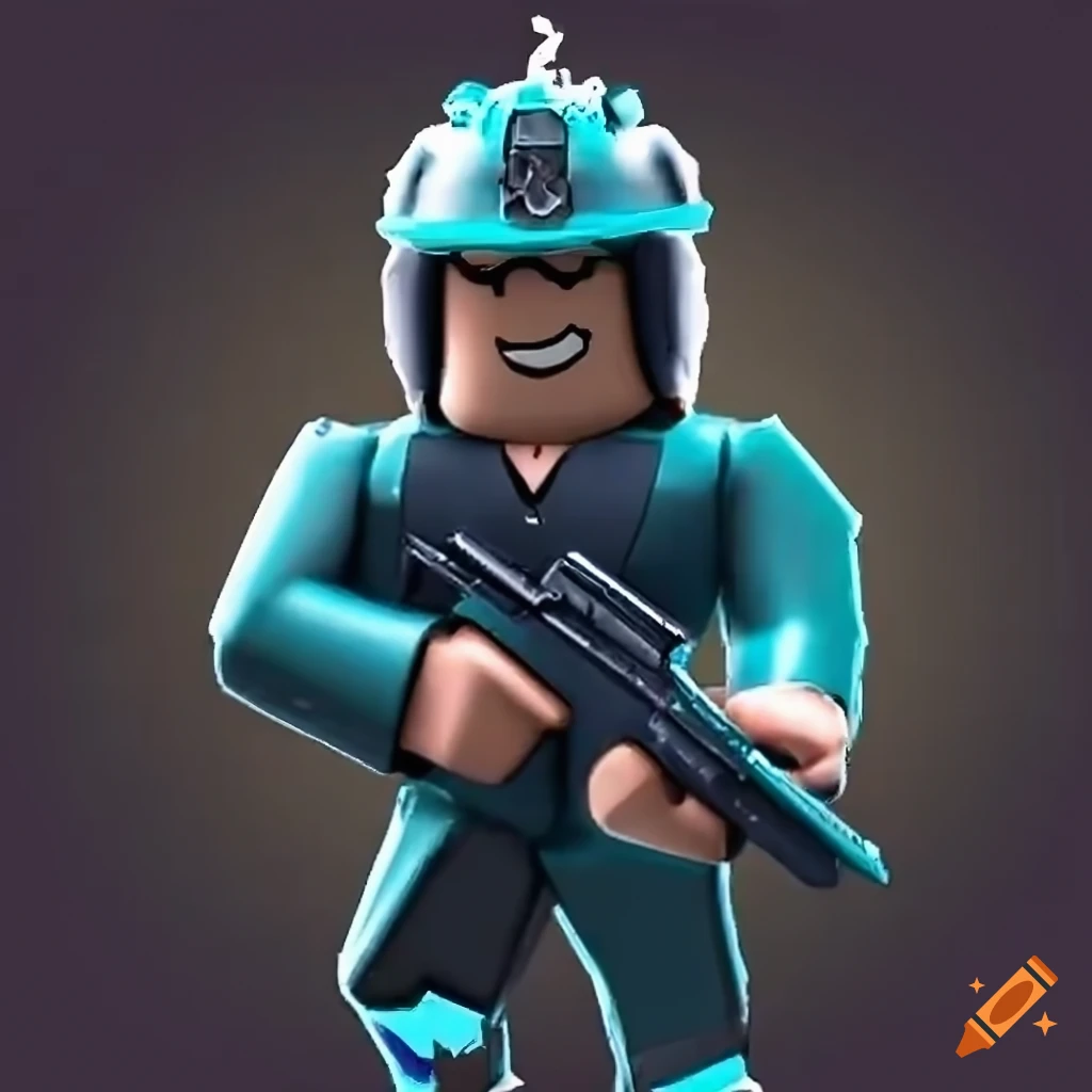 Two Roblox Characters With Guns Engaged In A Battle On Craiyon