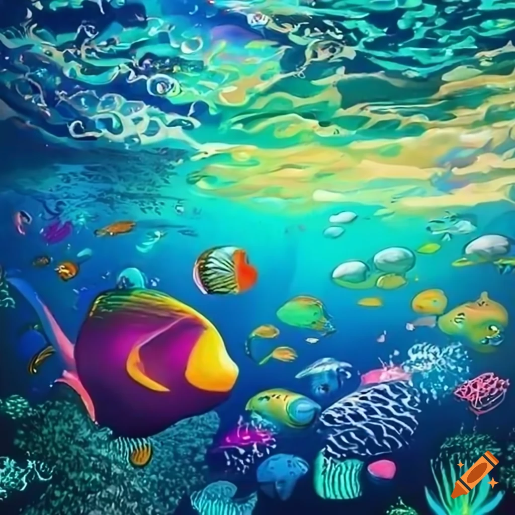 Underwater scene on Craiyon