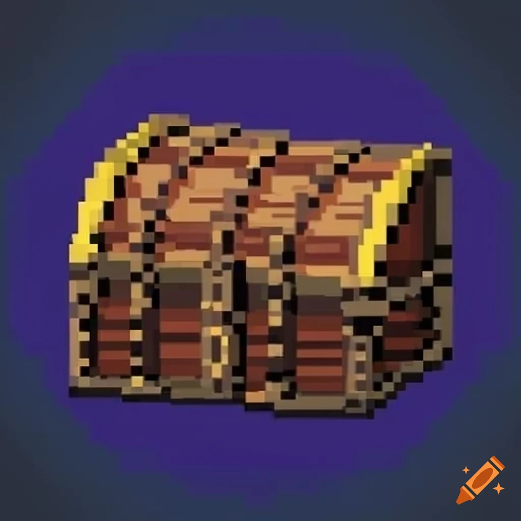 Pixel art of an open empty treasure chest on Craiyon