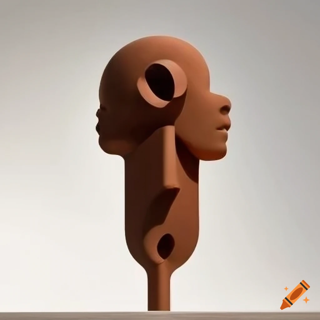 Abstract sculpture of a two-headed human figure on Craiyon