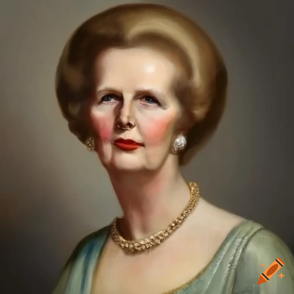 Neoclassical style painted portrait of margaret thatcher on Craiyon
