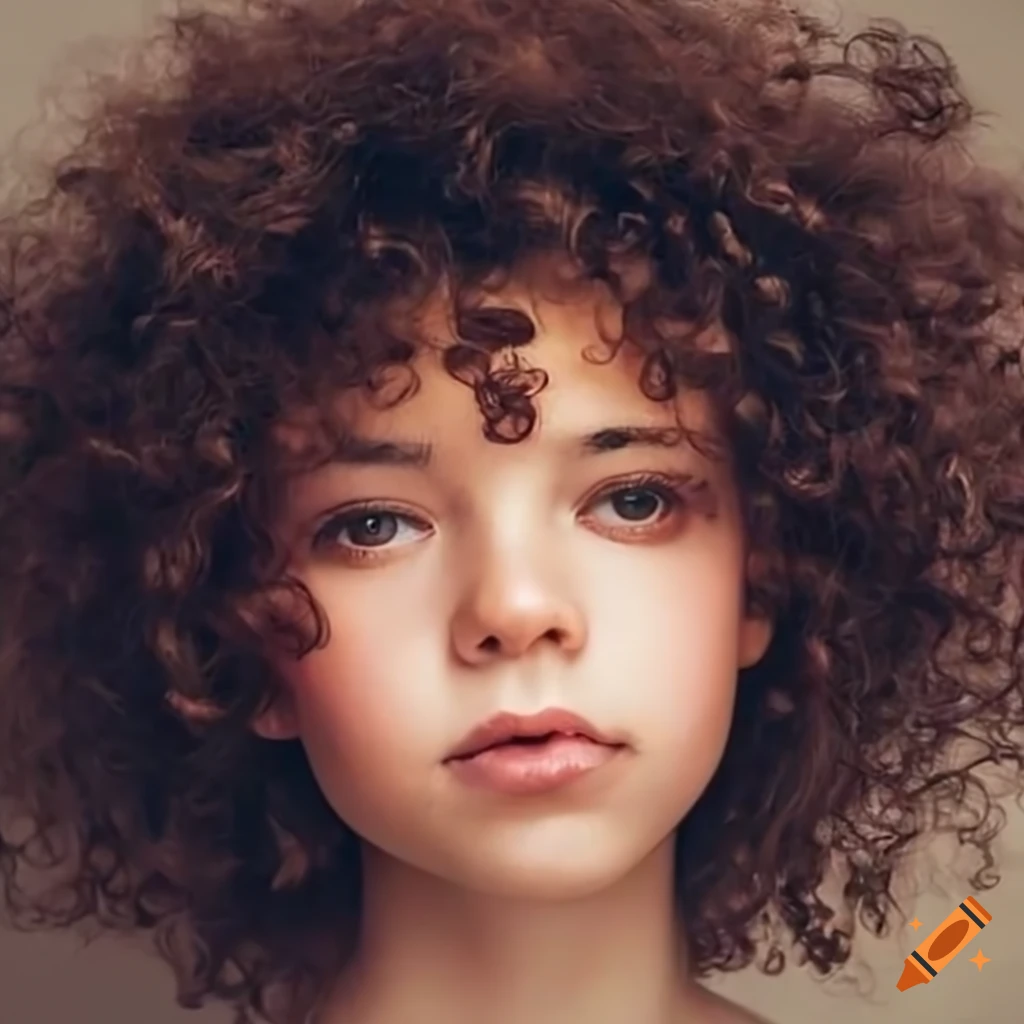 Girl with curly hair and cute brow shape body on Craiyon