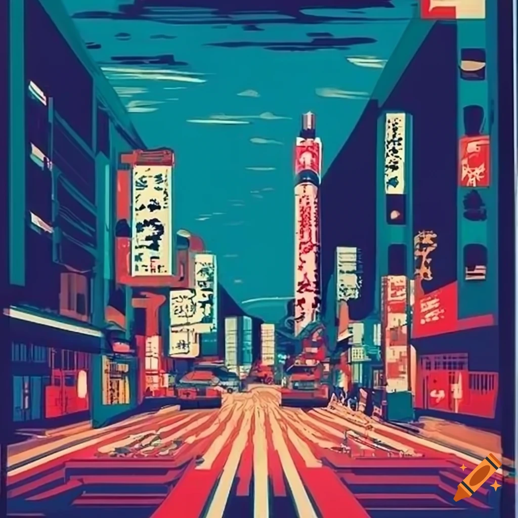 Retro style travel poster for tokyo on Craiyon