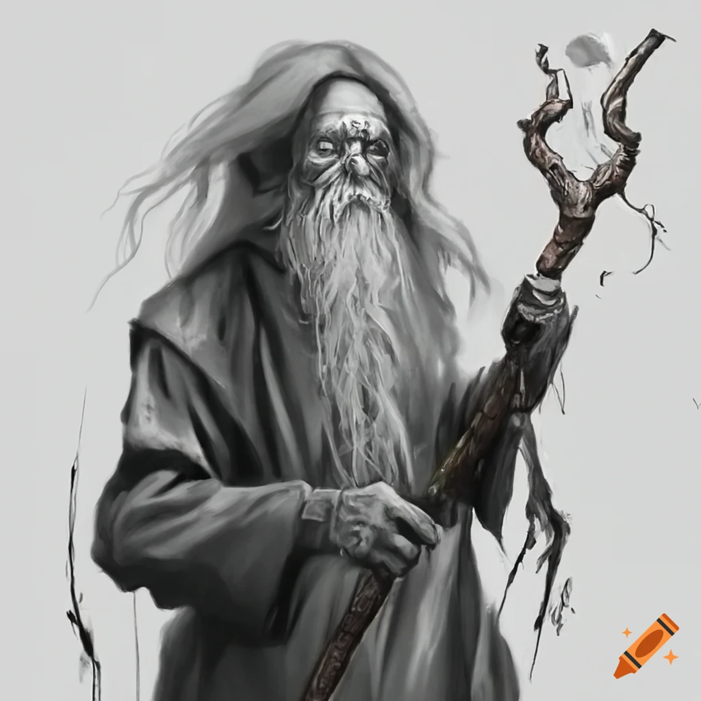 Mystical wizard with staff conjuring magic on Craiyon