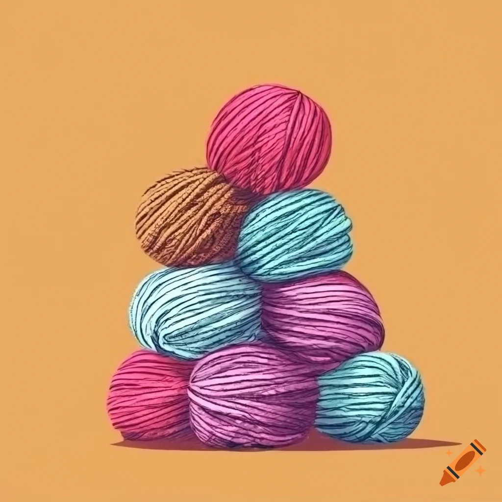 Pile of skeins of yarn in vector t-shirt design on Craiyon