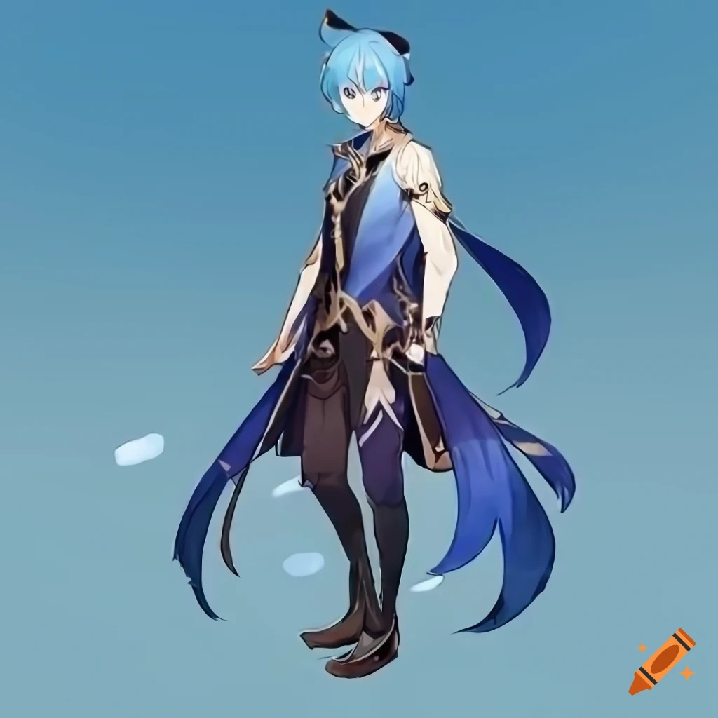 Original male character with blue hair and Inazuma attire from Genshin ...