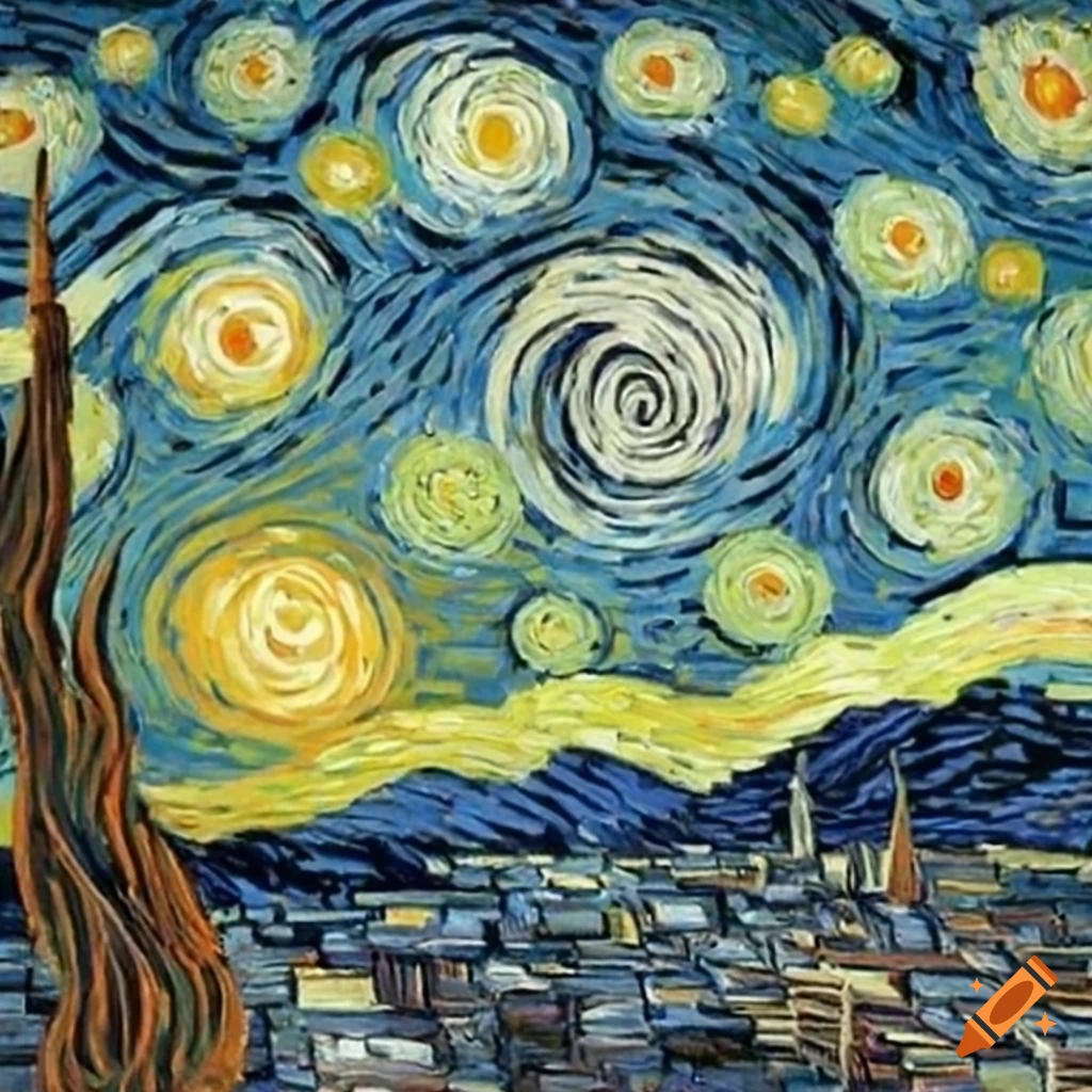 Modern rendition of 'starry night' painting by van gogh on Craiyon