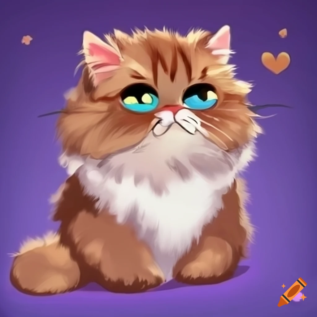 Cute chibi fluffy persian cat causing mischief on Craiyon