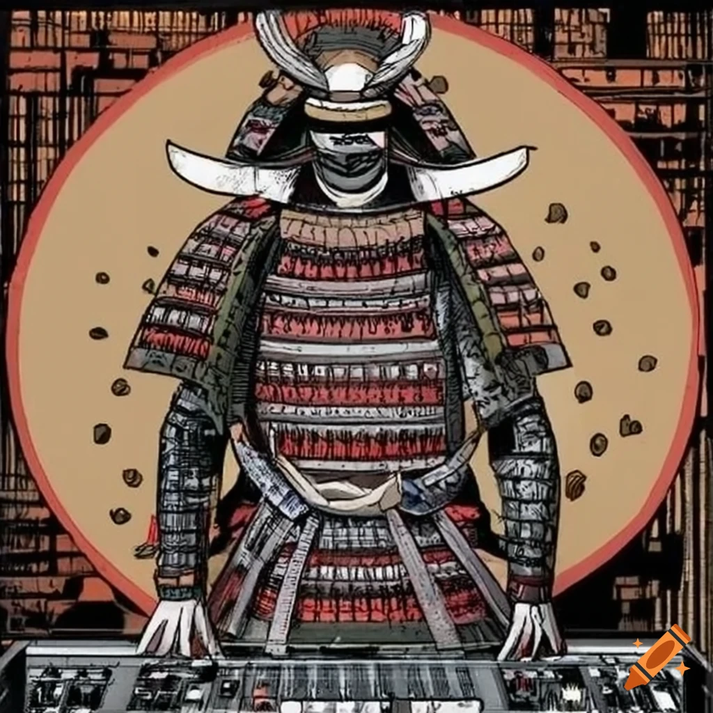 Comic noir japanese samurai techno dj on Craiyon