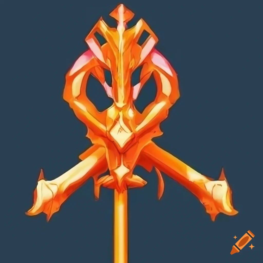 Orange trident in anime style on Craiyon