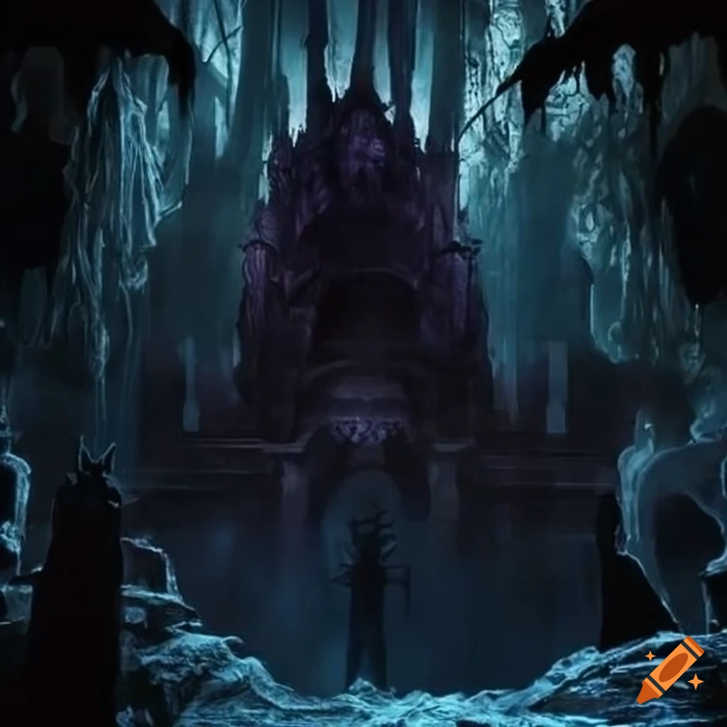 Throne of darkness with the lord of darkness in a grim setting on Craiyon