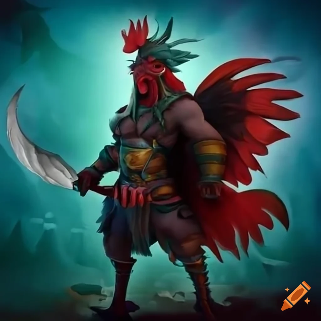 Brave warrior chicken in armor on Craiyon