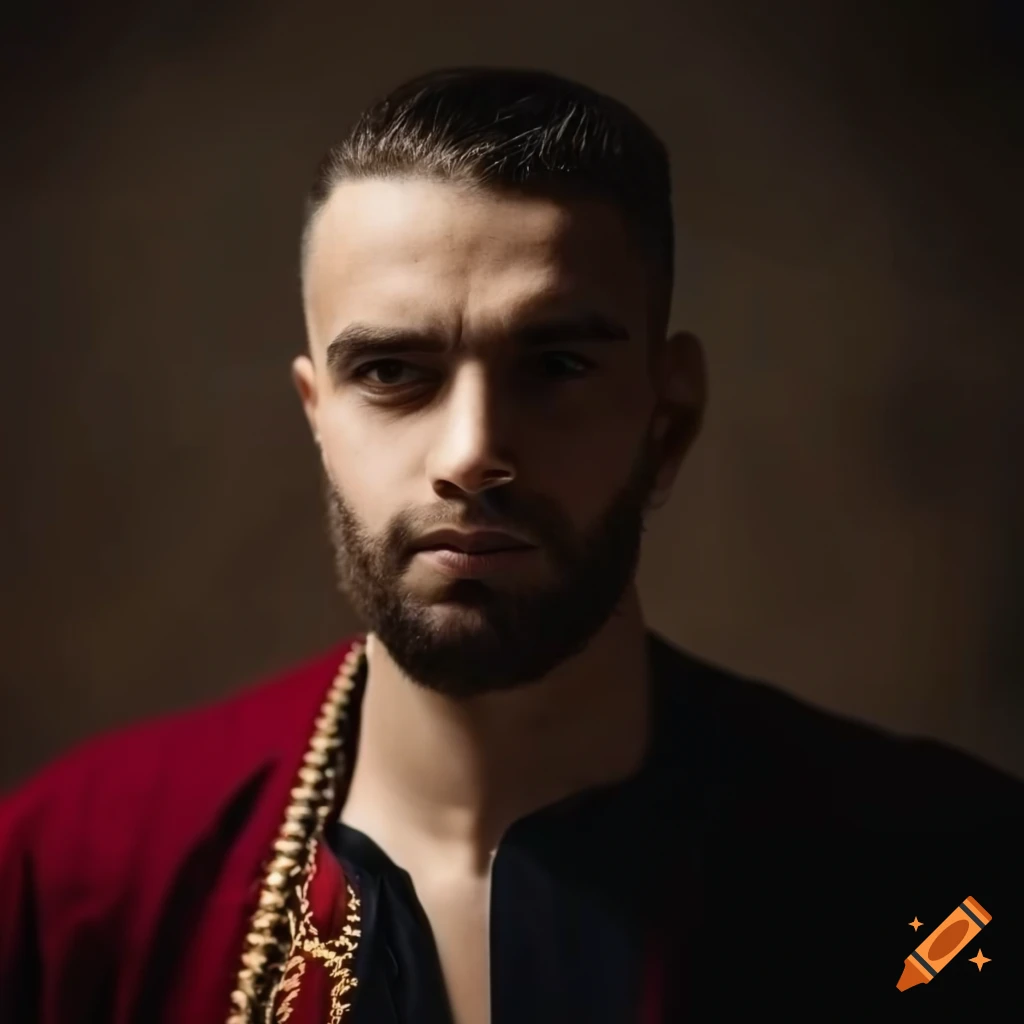 Stylish young man in traditional Greek clothing for a portrait ...