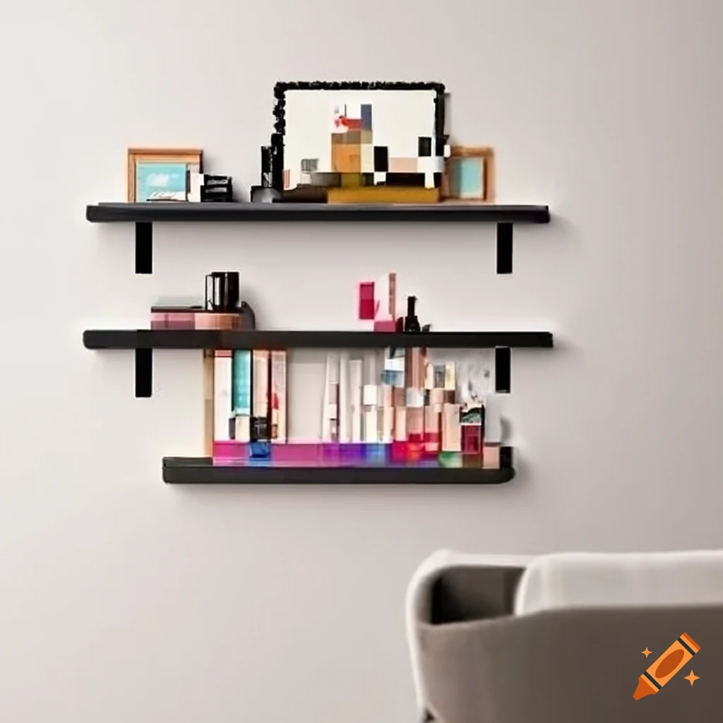 Pixel art wall floating shelf decoration on Craiyon