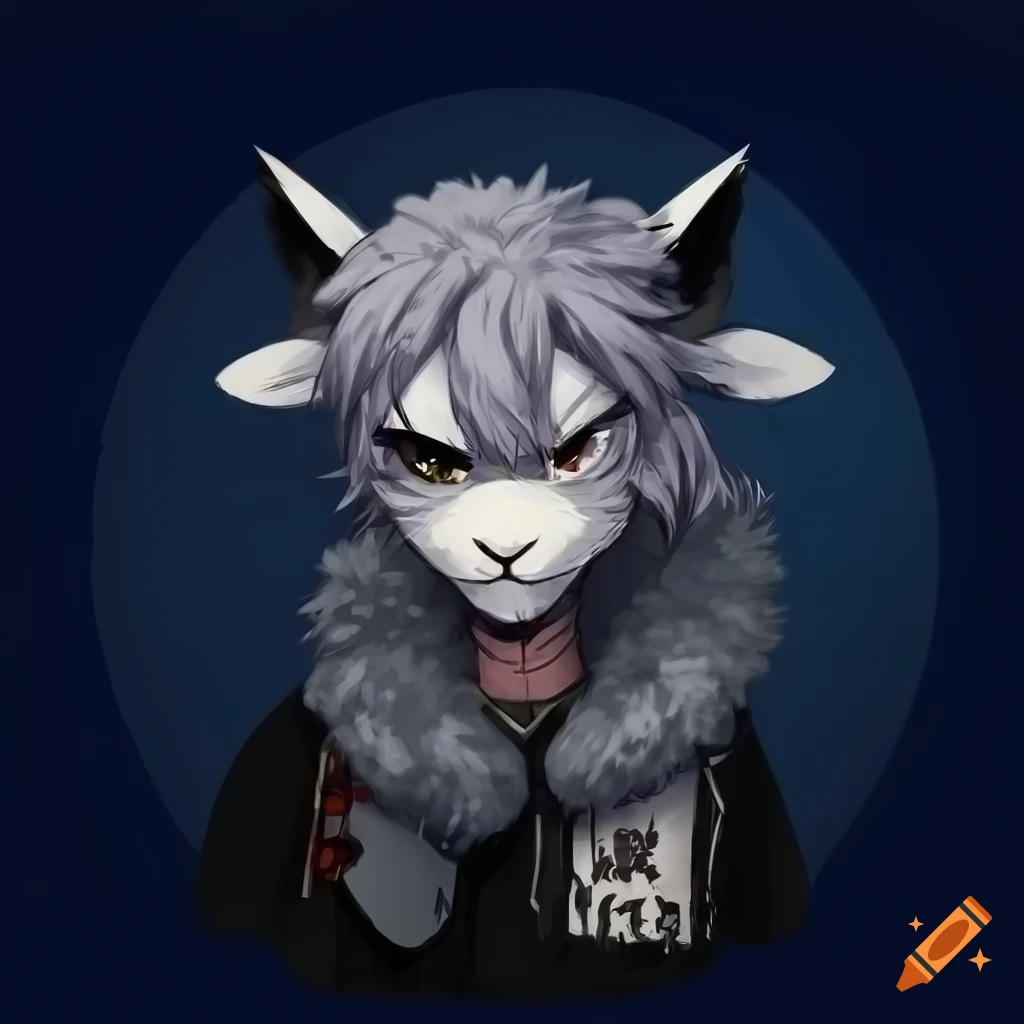 Furry female anthro sheep girl in punk rock clothes on Craiyon