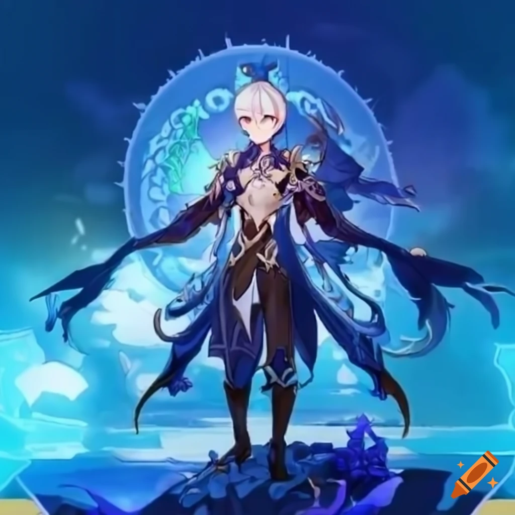 Genshin impact male ocean dragon boss and dragonling in ocean setting ...