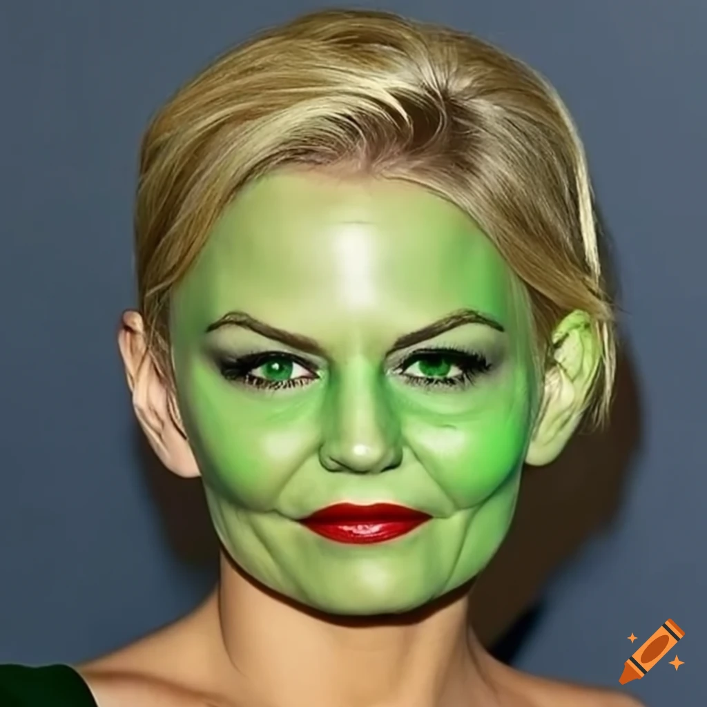 Jennifer morrison with green face like 'the mask' character on Craiyon