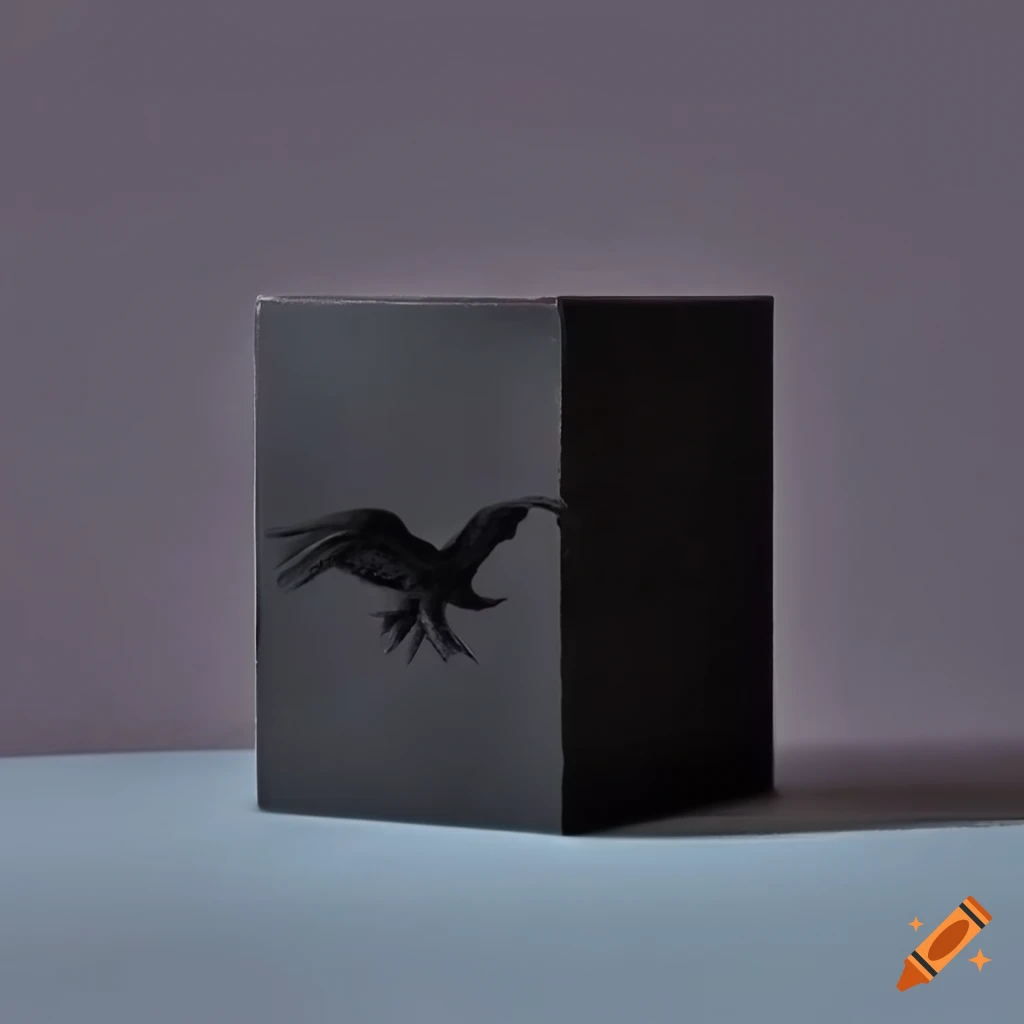 Unopenable black box with 2 raven ornaments on Craiyon