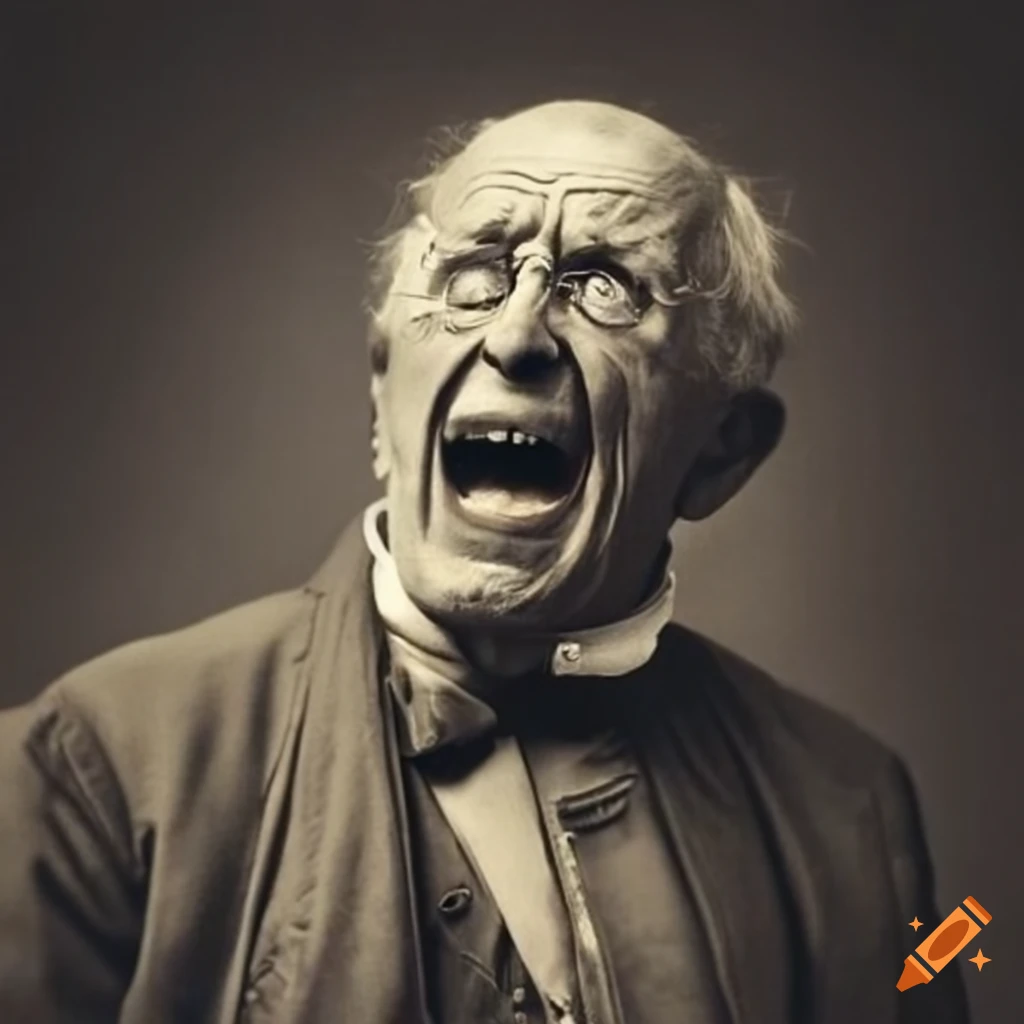 Vintage photograph of an old general screaming on Craiyon