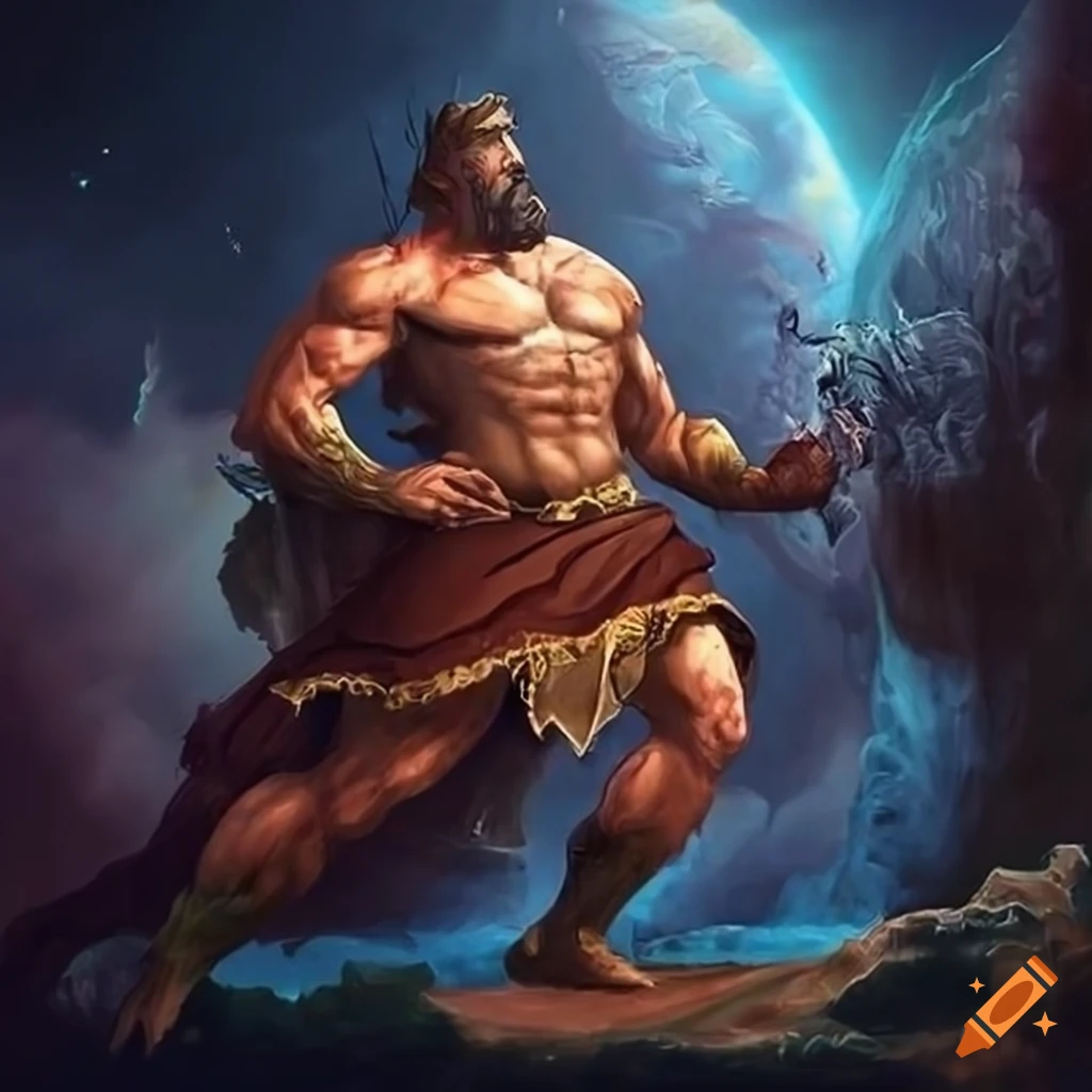 Highly detailed fantasy illustration of a powerful hercules on Craiyon