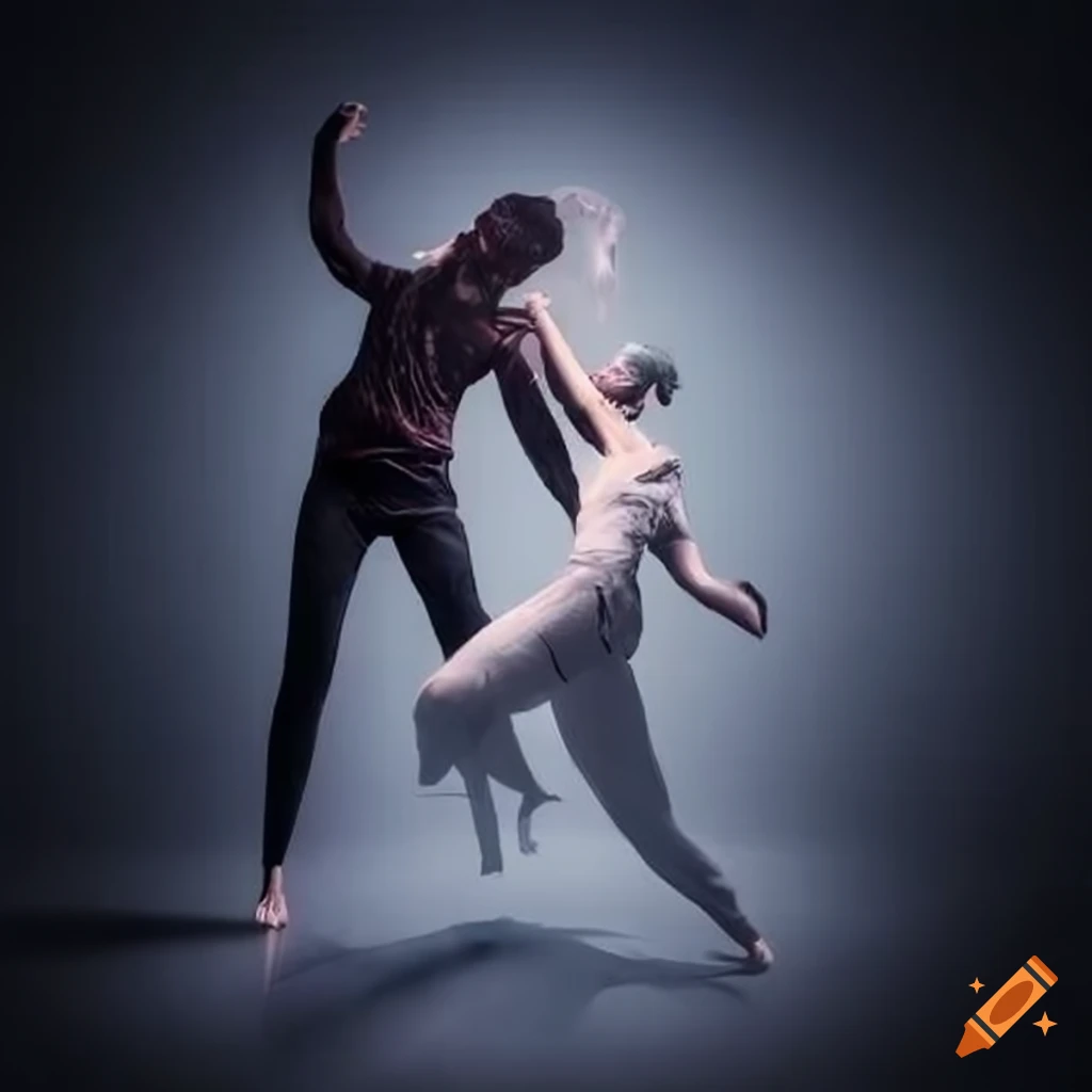 Rorschach test style art of two people dancing on Craiyon