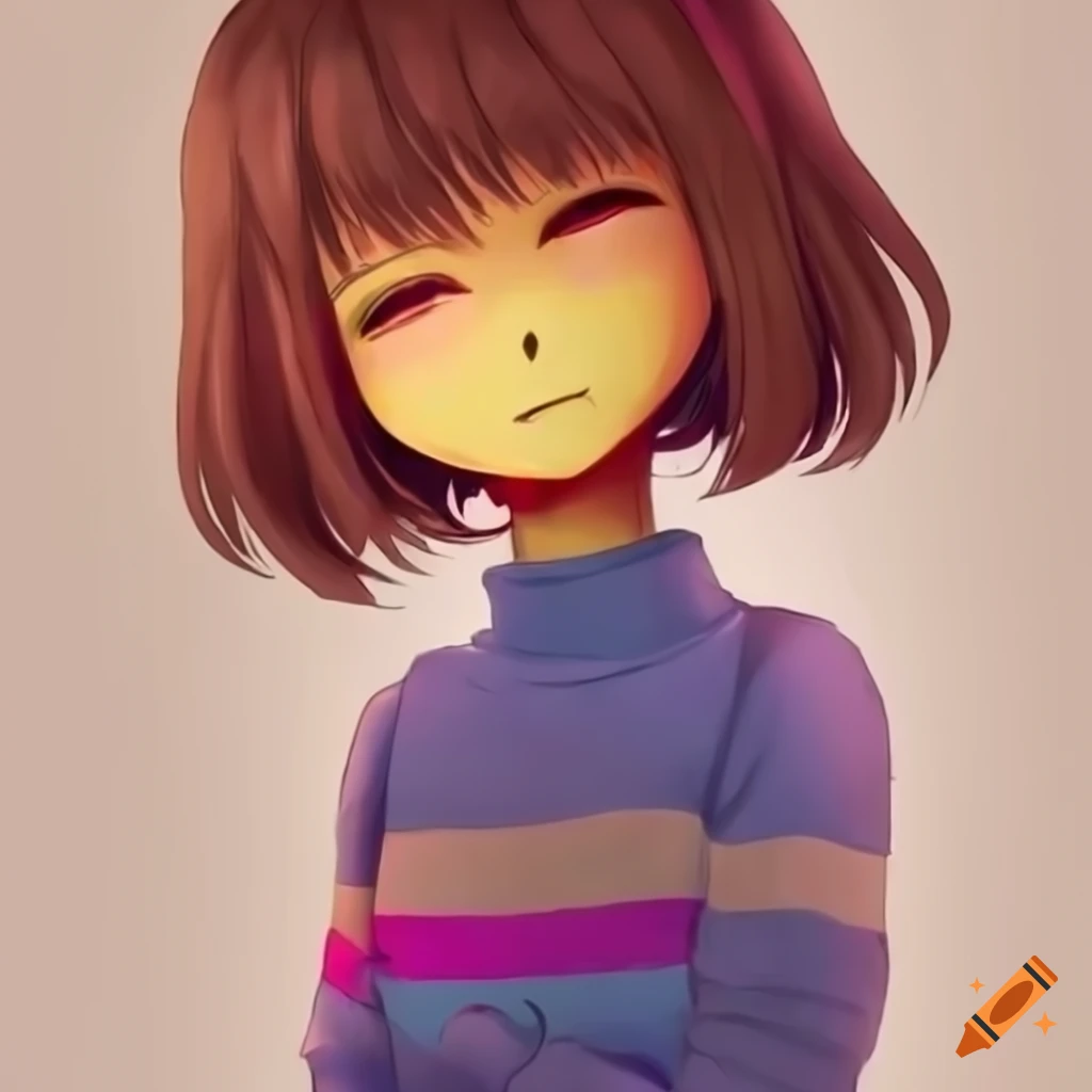 Frisk from Undertale wearing a suspender skirt in a photo-realistic ...