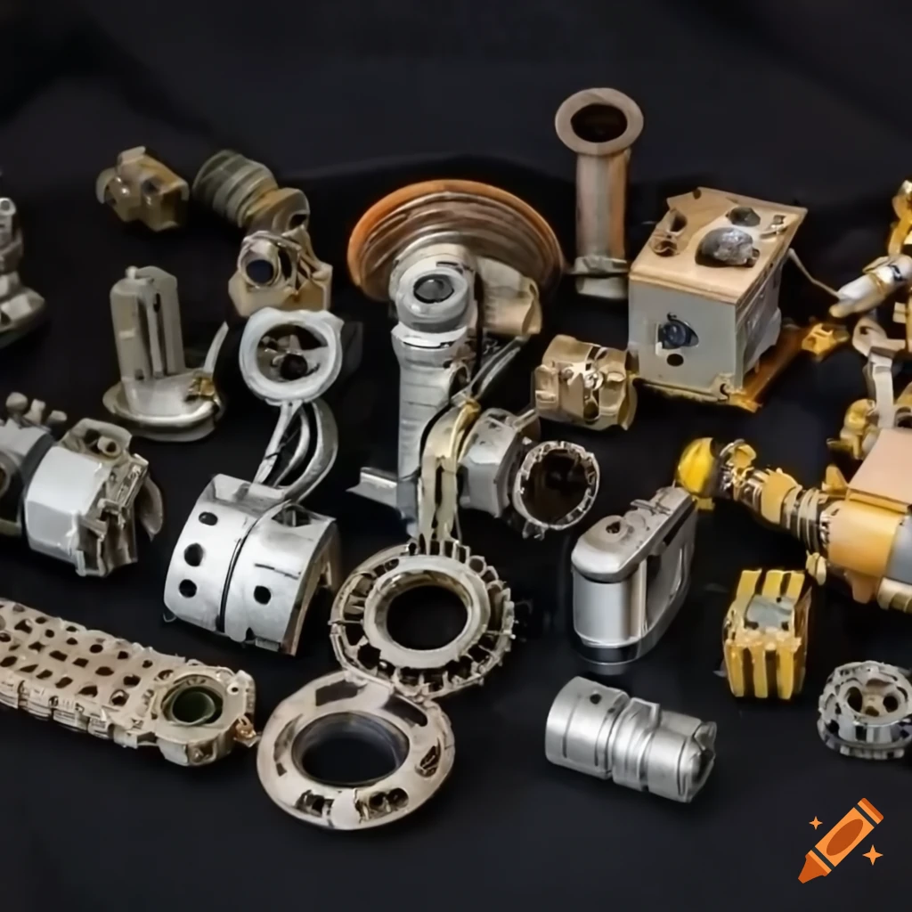 Detailed collection of robot parts on Craiyon