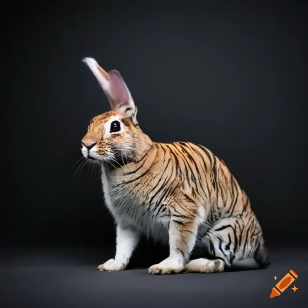 Tiger-patterned furious rabbit on Craiyon