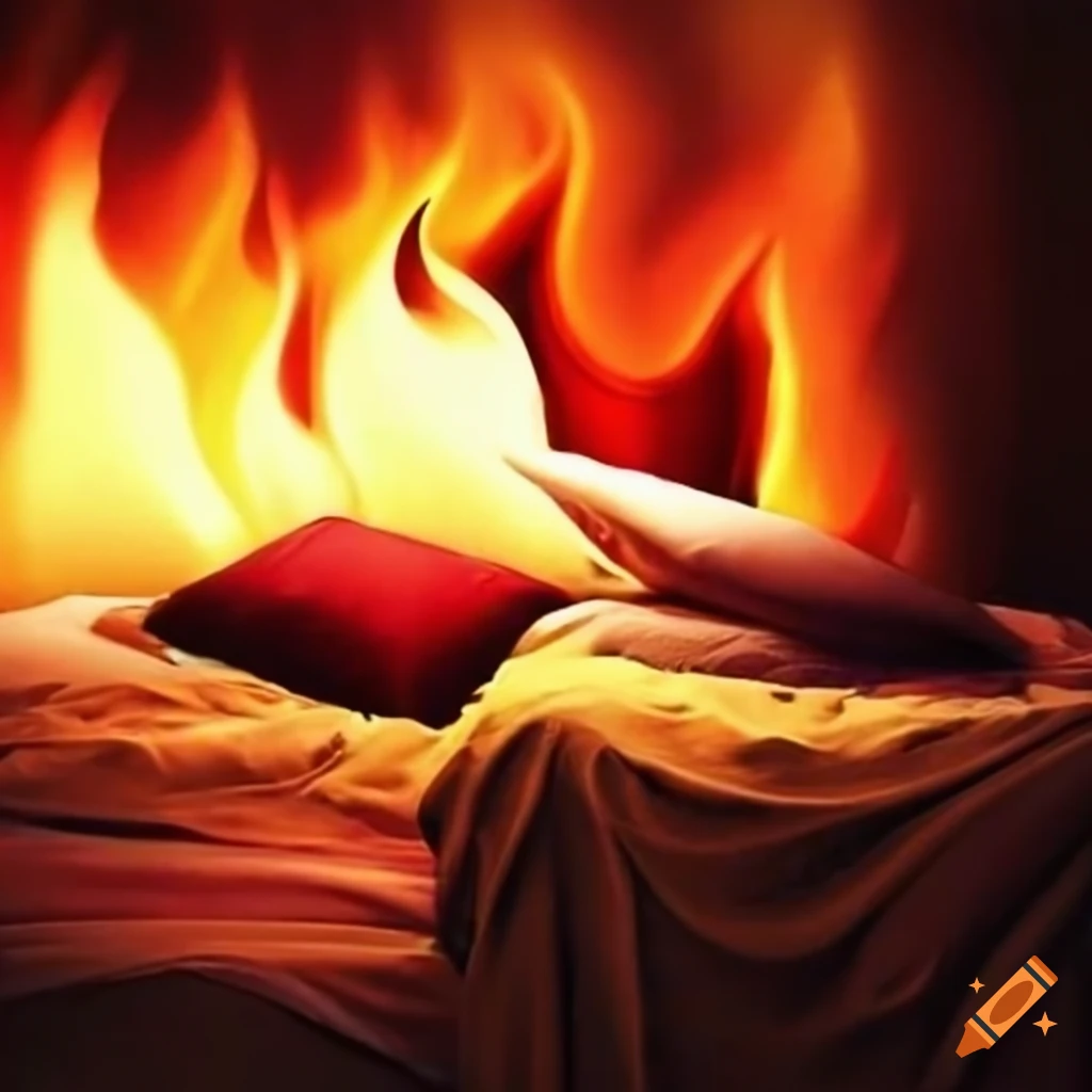 Fiery bed on Craiyon