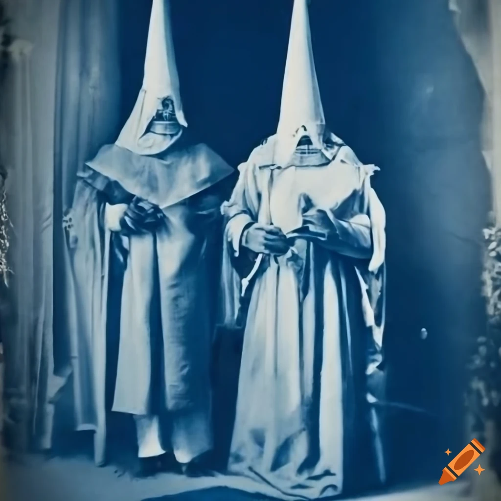 Highly detailed cyanotype of Catholic Penitents in Seville on Craiyon