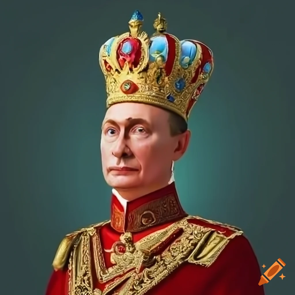 Putin in baroque attire with a big crown on Craiyon