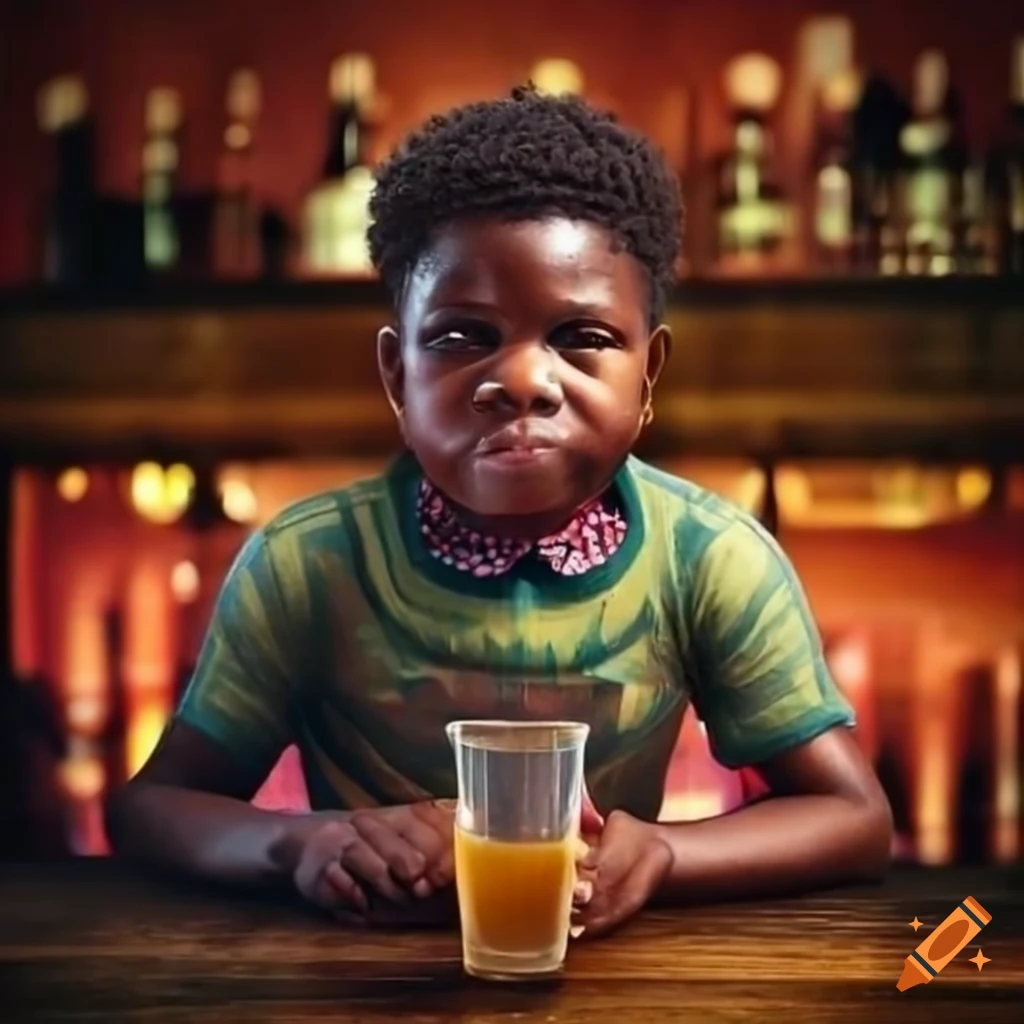 Antwain fowler sitting at a bar drinking juice on Craiyon