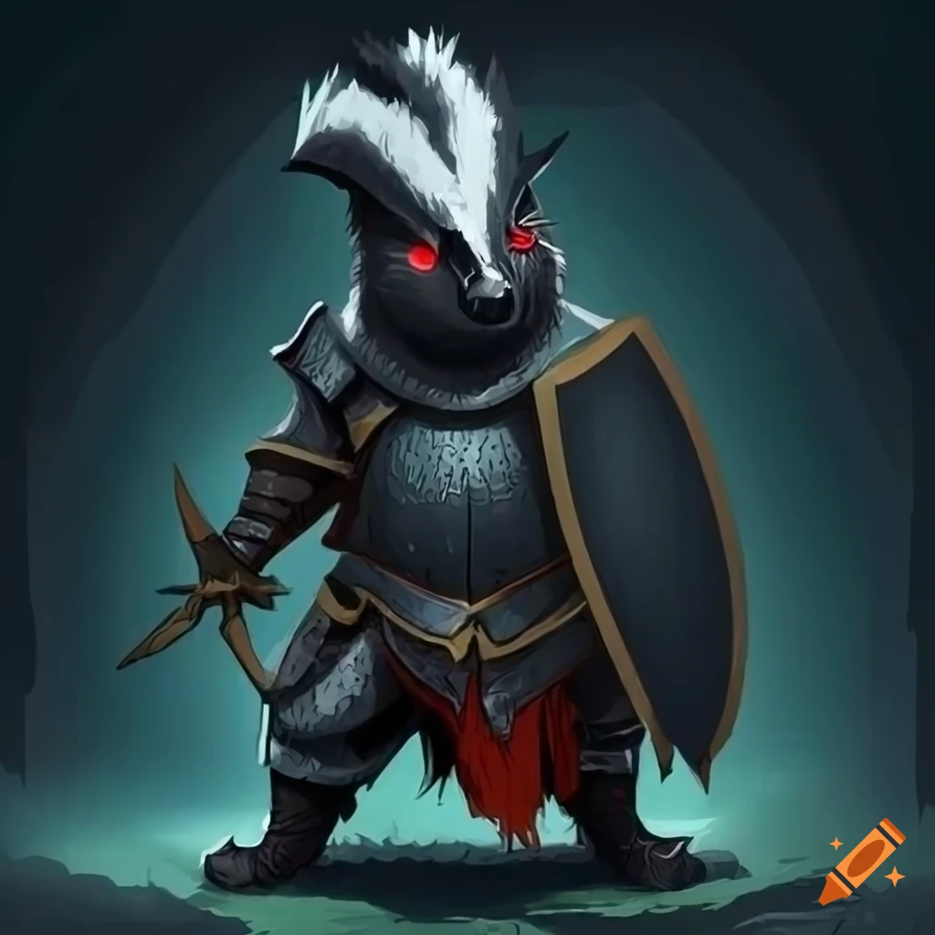 Skunk in shadow knight armor with sword and shield in dungeons and ...