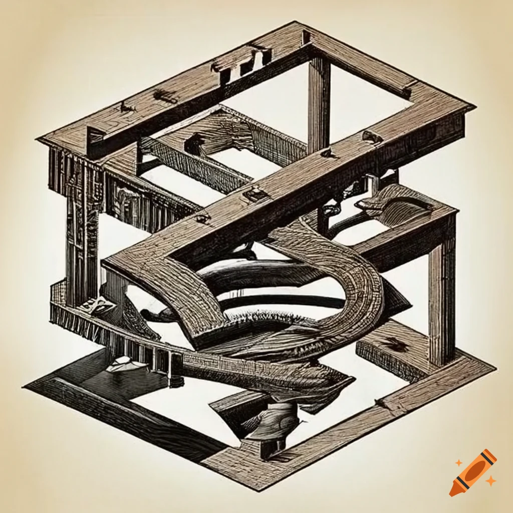 Illustration of impossible structures by cornelius escher on Craiyon