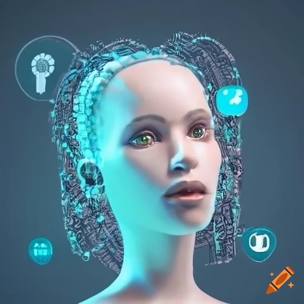 Close-up of person representing artificial intelligence and social ...