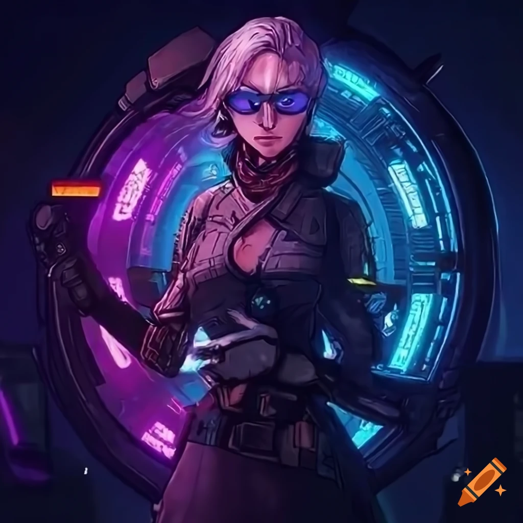 Cyberpunk chronomancer using time manipulation on Craiyon