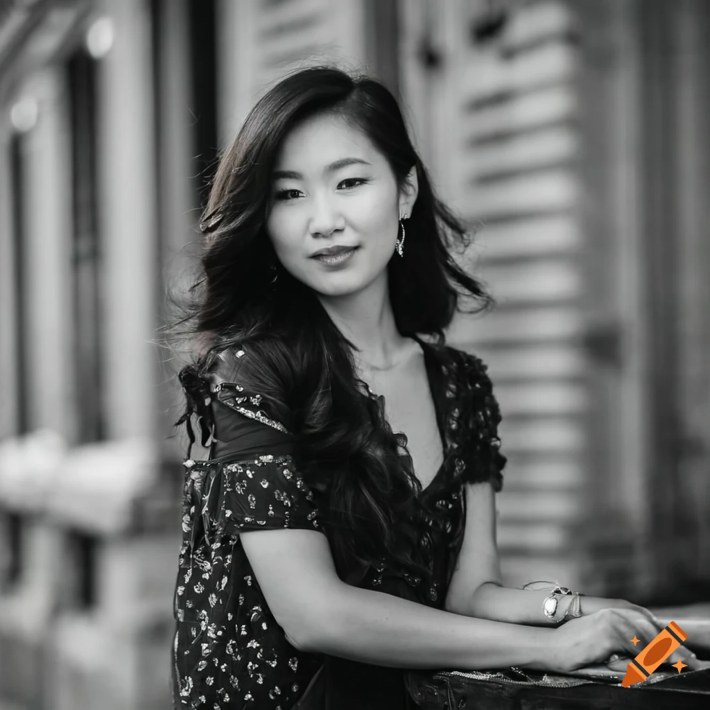 Elegant asian woman enjoying a city break in paris on Craiyon